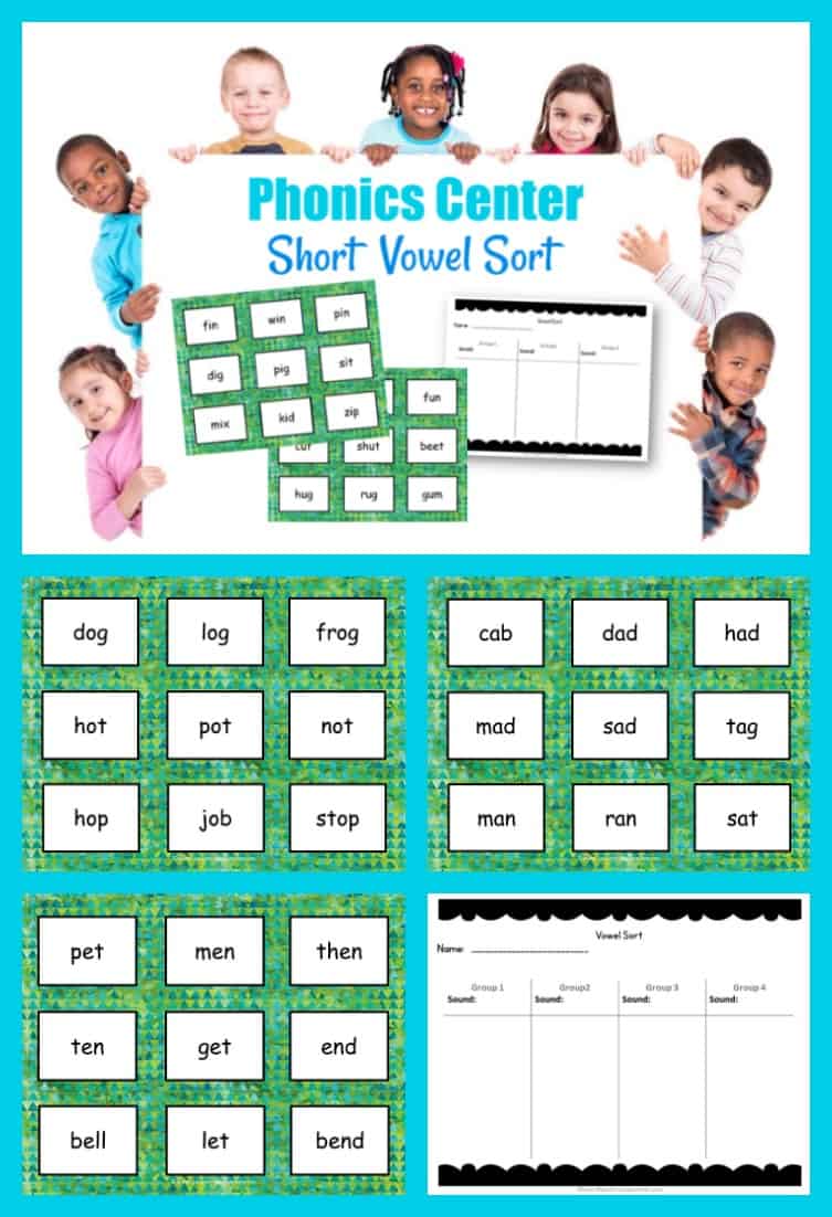 Short Vowel Sort Center - The Curriculum Corner 123