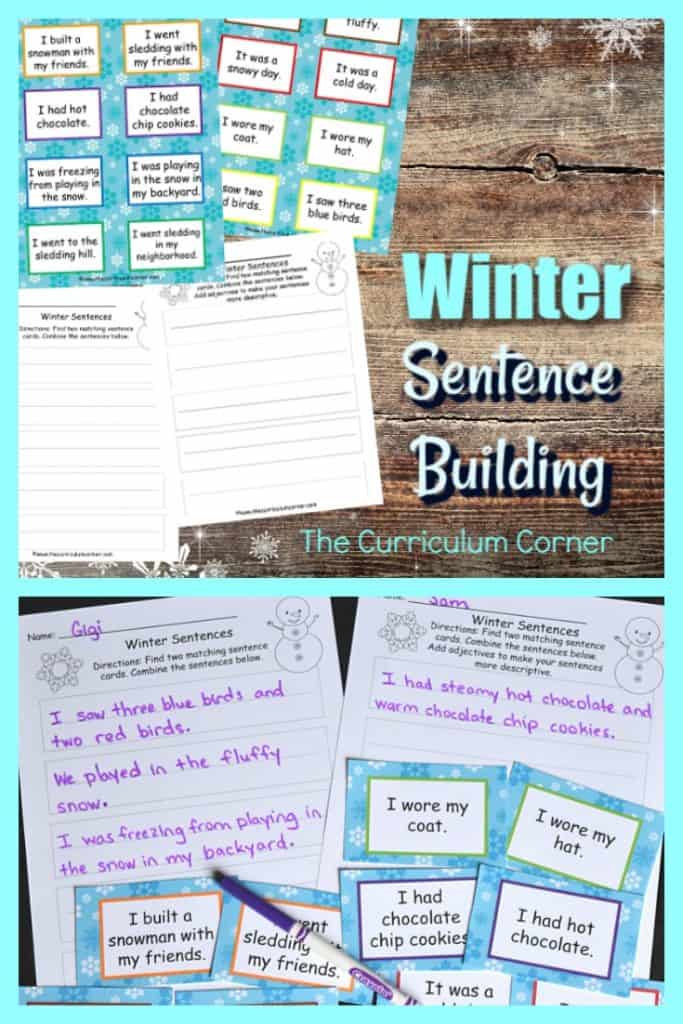 winter sentence building pinterest - The Curriculum Corner 123