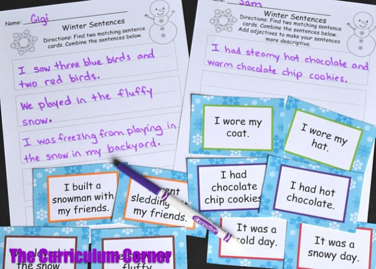 Combining Winter Sentences - The Curriculum Corner 123