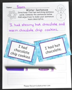 Combining Winter Sentences - The Curriculum Corner 123