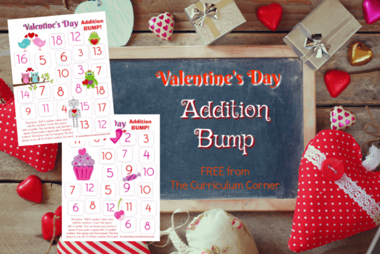Valentine's Day Addition BUMP! - The Curriculum Corner 123