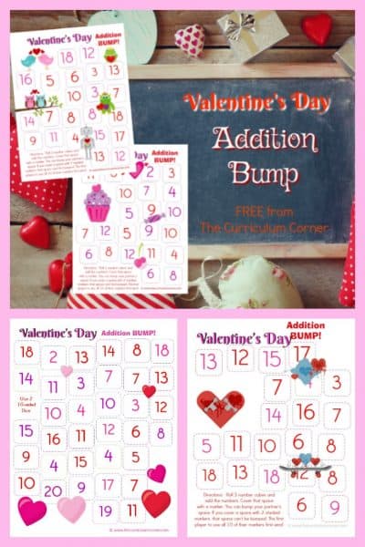 Valentine's Day Addition BUMP! - The Curriculum Corner 123