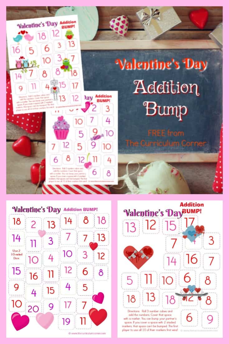 Valentine's Day Addition BUMP! - The Curriculum Corner 123