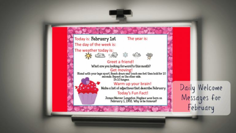 February Daily Welcome Messages - The Curriculum Corner 123