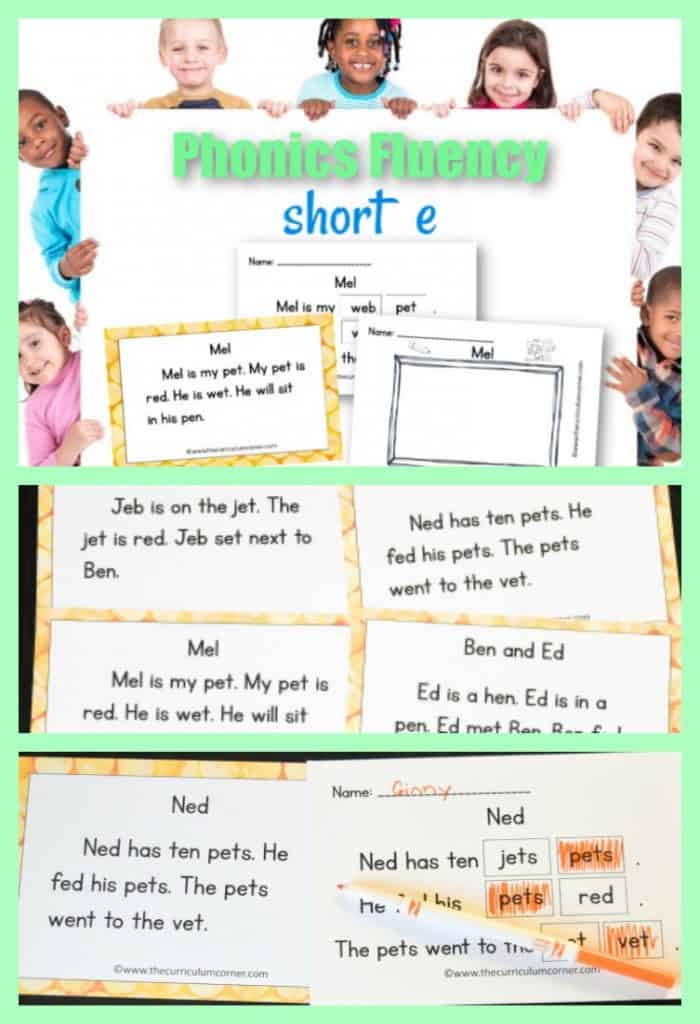 phonics fluency short e pinterest - The Curriculum Corner 123