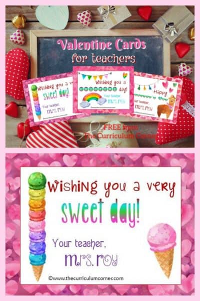 Editable Teacher Valentine Cards - The Curriculum Corner 123