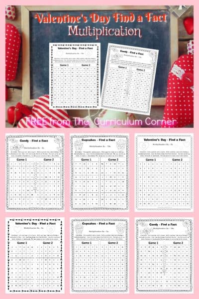 Valentine's Day Multiplication Find a Fact Games - The Curriculum ...