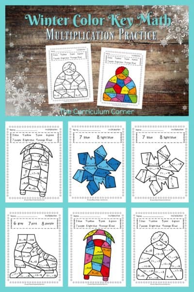 Winter Color Key Multiplication - The Curriculum Corner 123