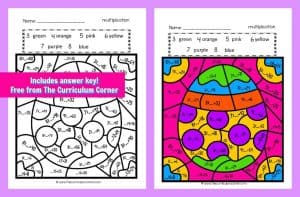Easter Color Key Multiplication - The Curriculum Corner 123
