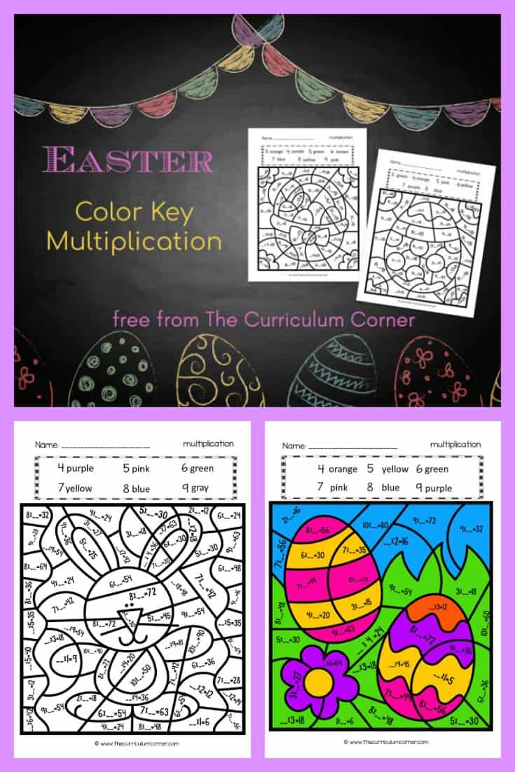 Easter Color Key Multiplication - The Curriculum Corner 123