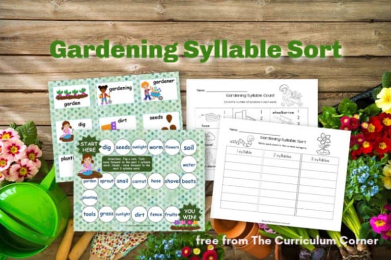 Gardening Syllable Sort - The Curriculum Corner 123