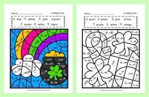 St. Patrick's Day Color Key Multiplication - The Curriculum Corner 123