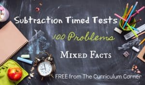100 Subtraction Facts (Mixed Review Pages) - The Curriculum Corner 123