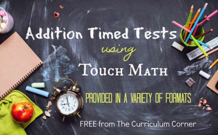 Touch Math Addition Timed Tests - The Curriculum Corner 123