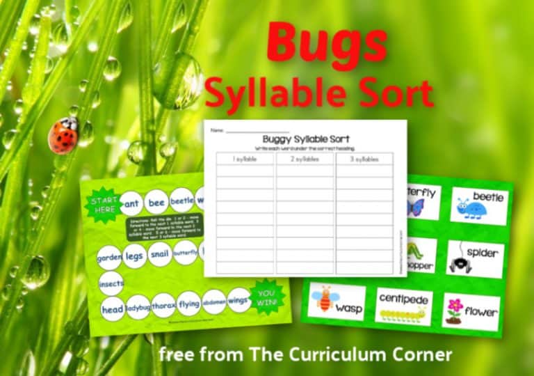 Bugs Syllable Sort - The Curriculum Corner 123
