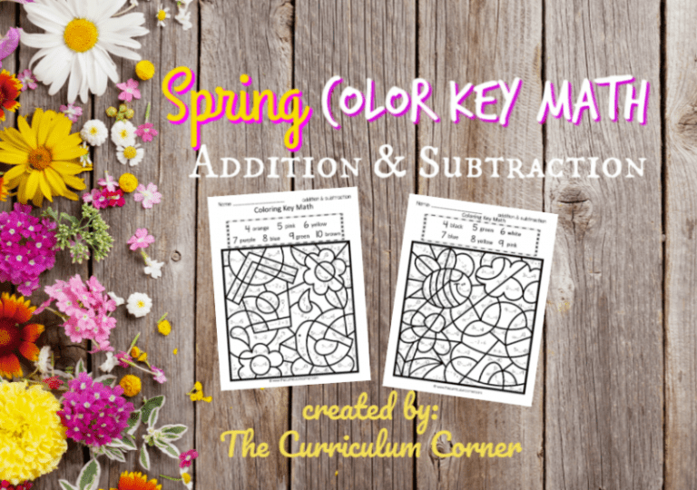 Spring Color Key Set 2 (add / subtract) - The Curriculum Corner 123
