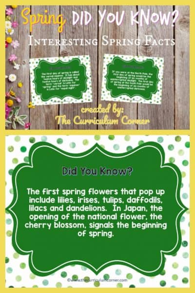Spring Facts: Did You Know? - The Curriculum Corner 123