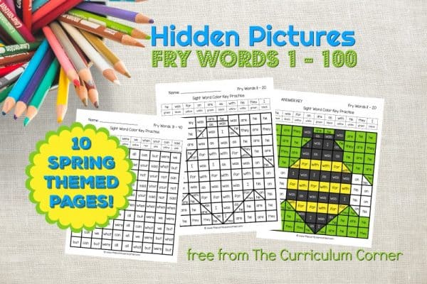 Spring Fry Word Hidden Pictures (Words 1 - 100) - The Curriculum Corner 123