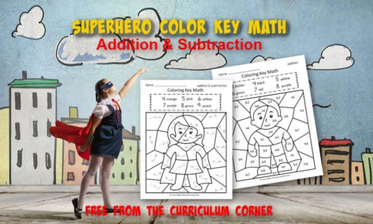 Superhero Color Key Addition - The Curriculum Corner 123