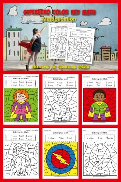 Superhero Color Key Multiplication - The Curriculum Corner 123
