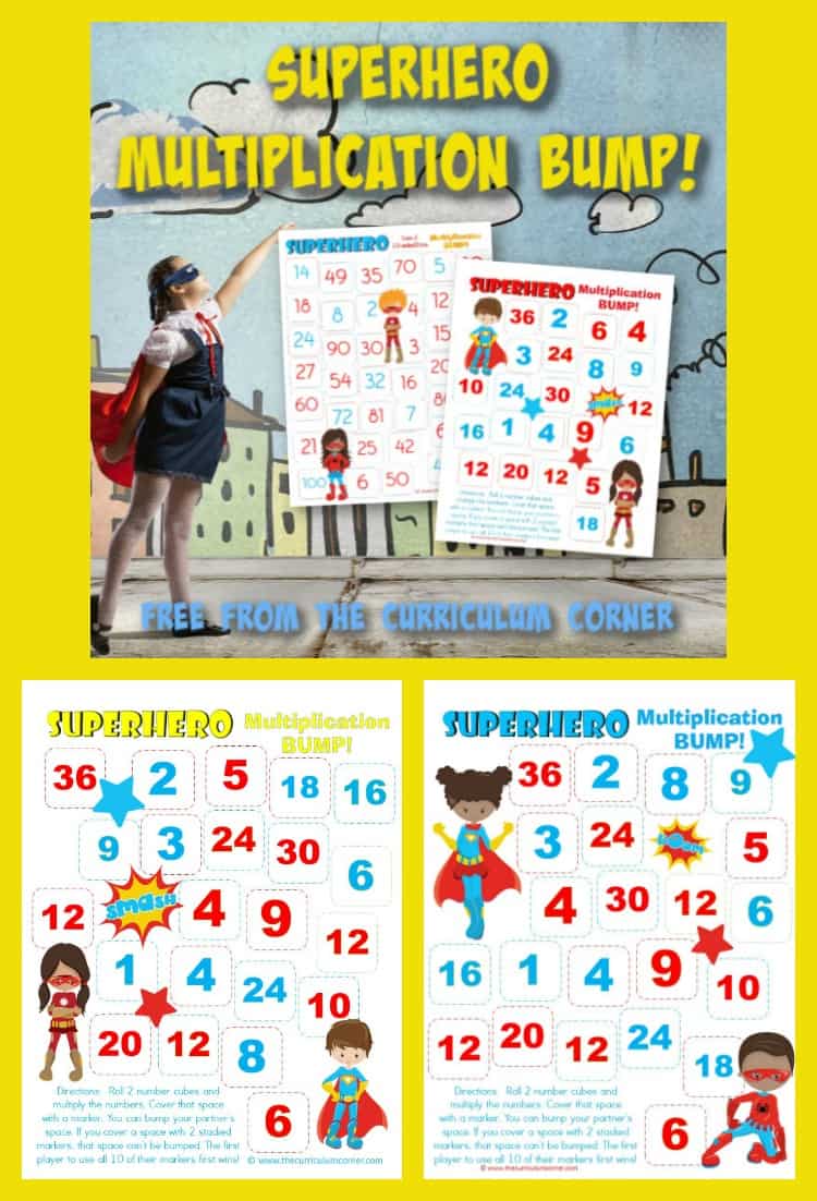 Superhero Multiplication BUMP! - The Curriculum Corner 123