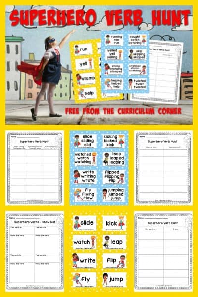 Superhero Verb Hunt - The Curriculum Corner 123