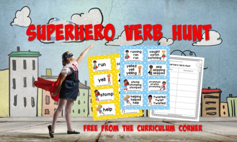 Superhero Verb Hunt - The Curriculum Corner 123