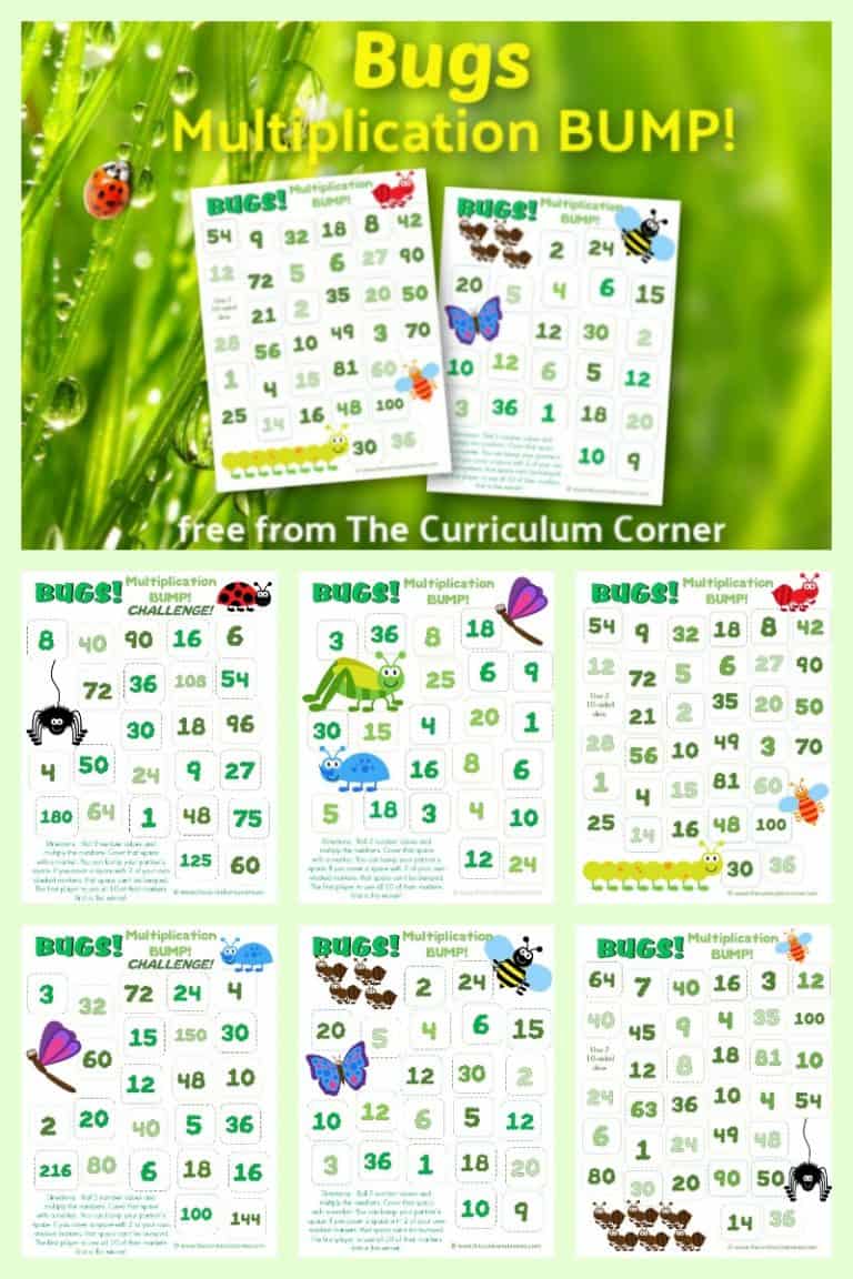 Bugs Multiplication BUMP Games - The Curriculum Corner 123