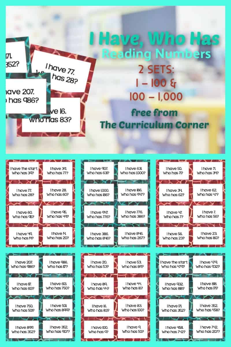 I Have, Who Has Numbers (1 - 1,000) - The Curriculum Corner 123