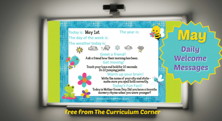May Daily Welcome Messages - The Curriculum Corner 123