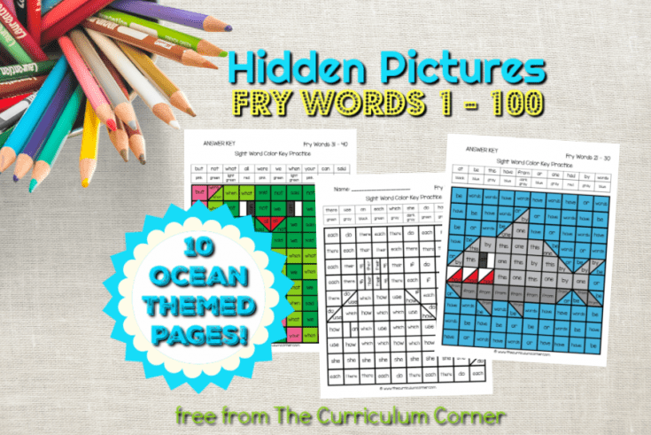 Ocean Fry Word Hidden Pictures - The Curriculum Corner 123