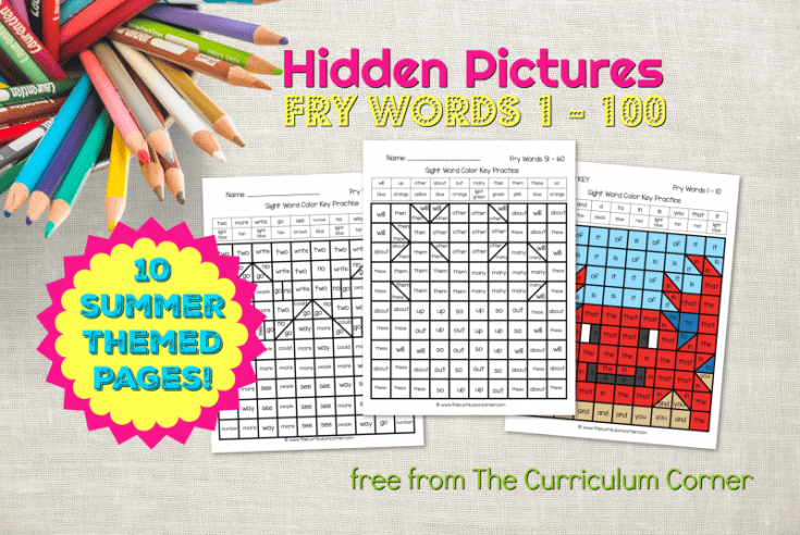 Summer Fry Word Hidden Pictures - The Curriculum Corner 123