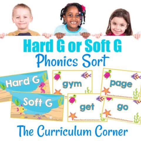 phonics hard soft g sort feature - The Curriculum Corner 123