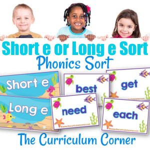 phonics long short e sort feature - The Curriculum Corner 123