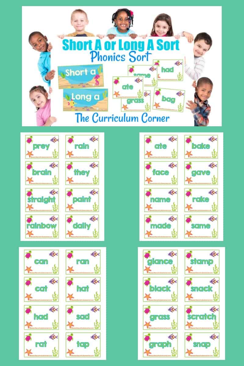 Phonics Sort: Long A & Short A - The Curriculum Corner 123