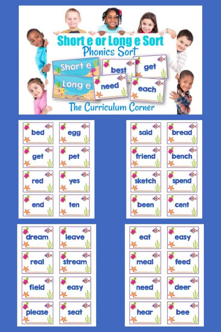 Phonics Sort: Long E & Short E - The Curriculum Corner 123