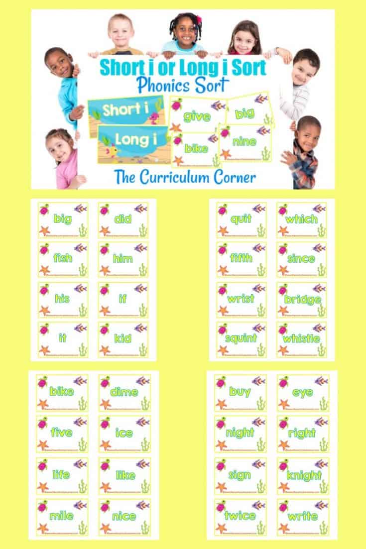 Phonics Sort: Long I & Short I - The Curriculum Corner 123
