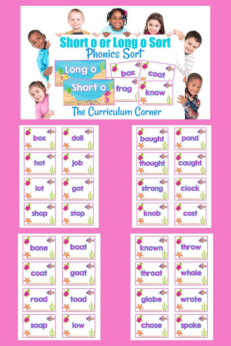 Phonics Sort: Long O & Short O - The Curriculum Corner 123