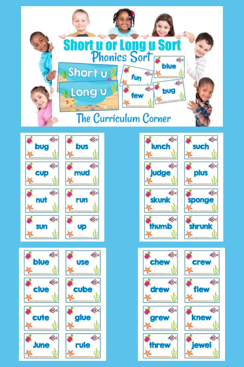 Phonics Sort: Long U & Short U - The Curriculum Corner 123