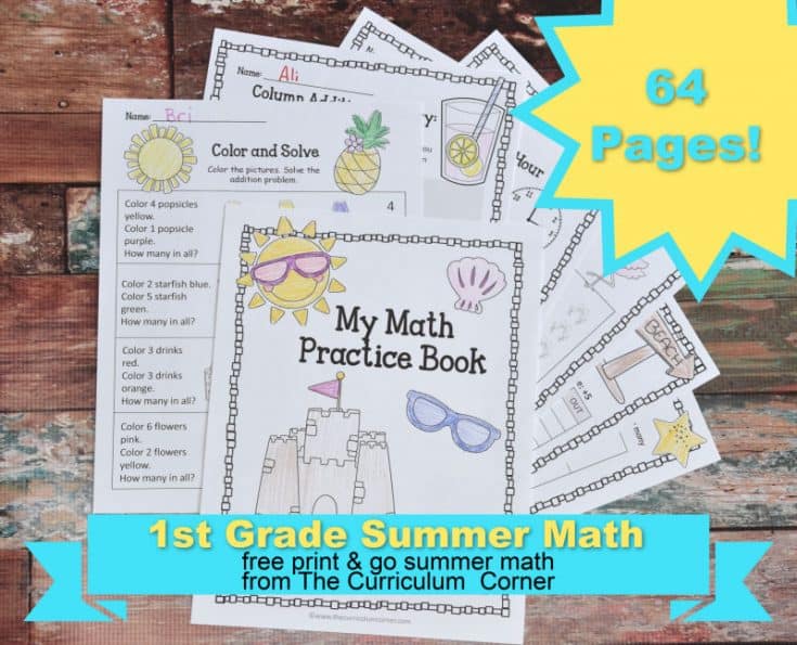 1st Grade Summer Math Practice Booklet - The Curriculum Corner 123