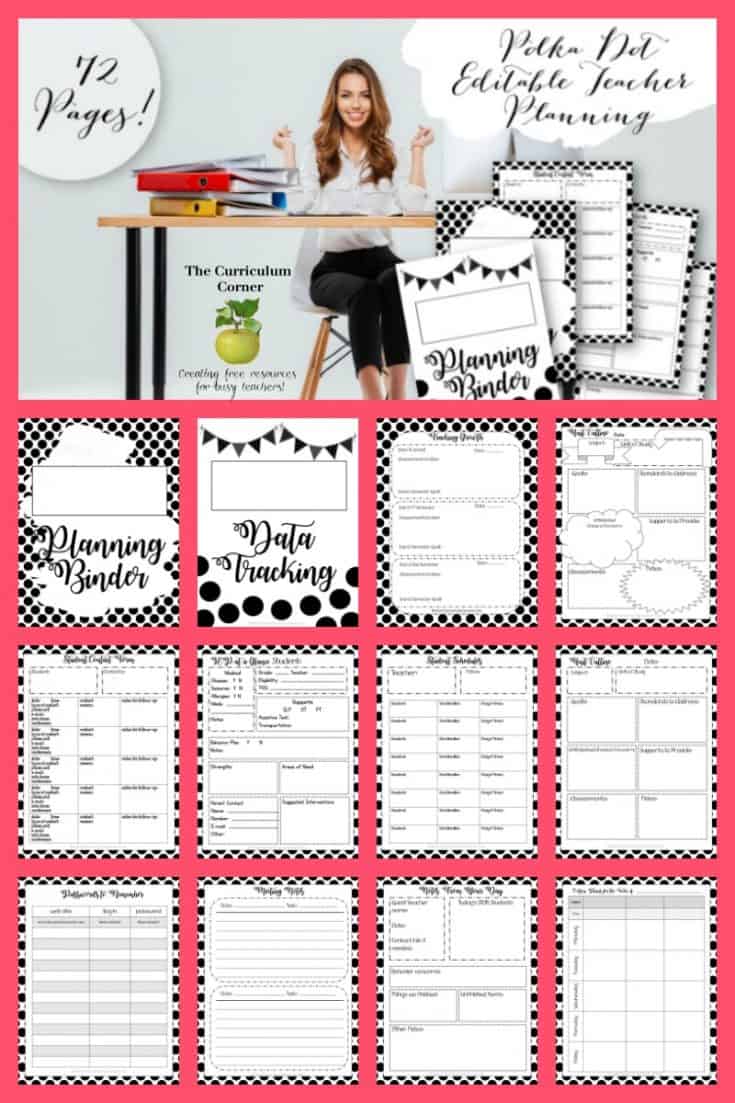 Polka Dot Teacher Planning Binder - The Curriculum Corner 123