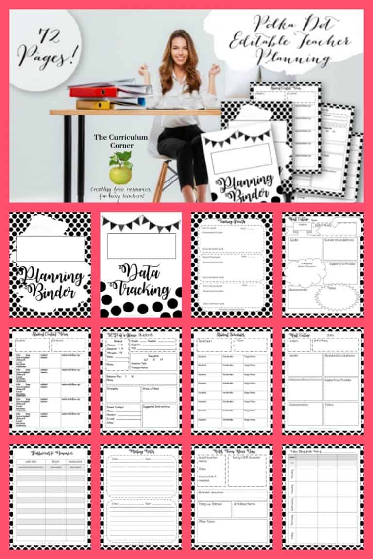 Polka Dot Teacher Planning Binder - The Curriculum Corner 123