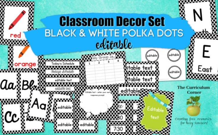 Classroom Decor: Black Polka Dots - The Curriculum Corner 123