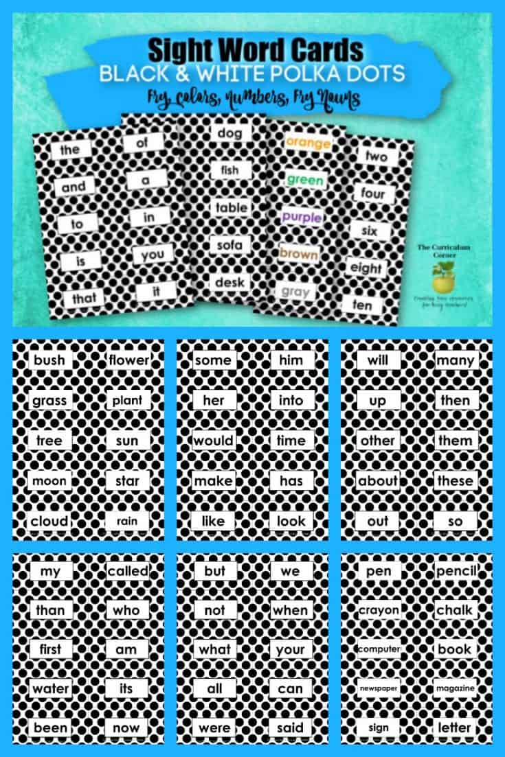 Black Polka Dots: Sight Words - The Curriculum Corner 123