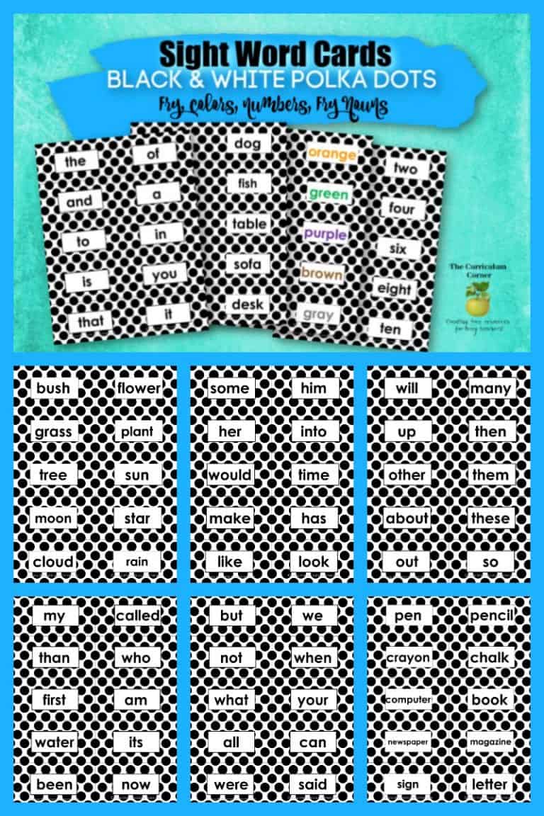 Black Polka Dots: Sight Words - The Curriculum Corner 123
