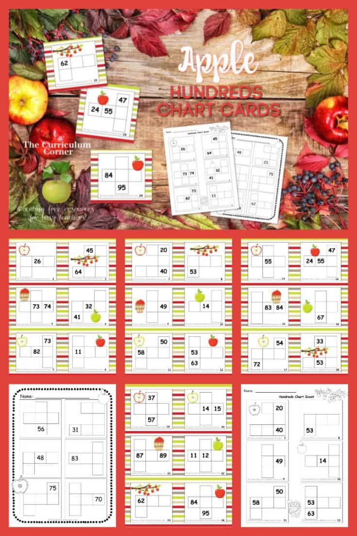 Apple Hundred Chart Puzzles - The Curriculum Corner 123