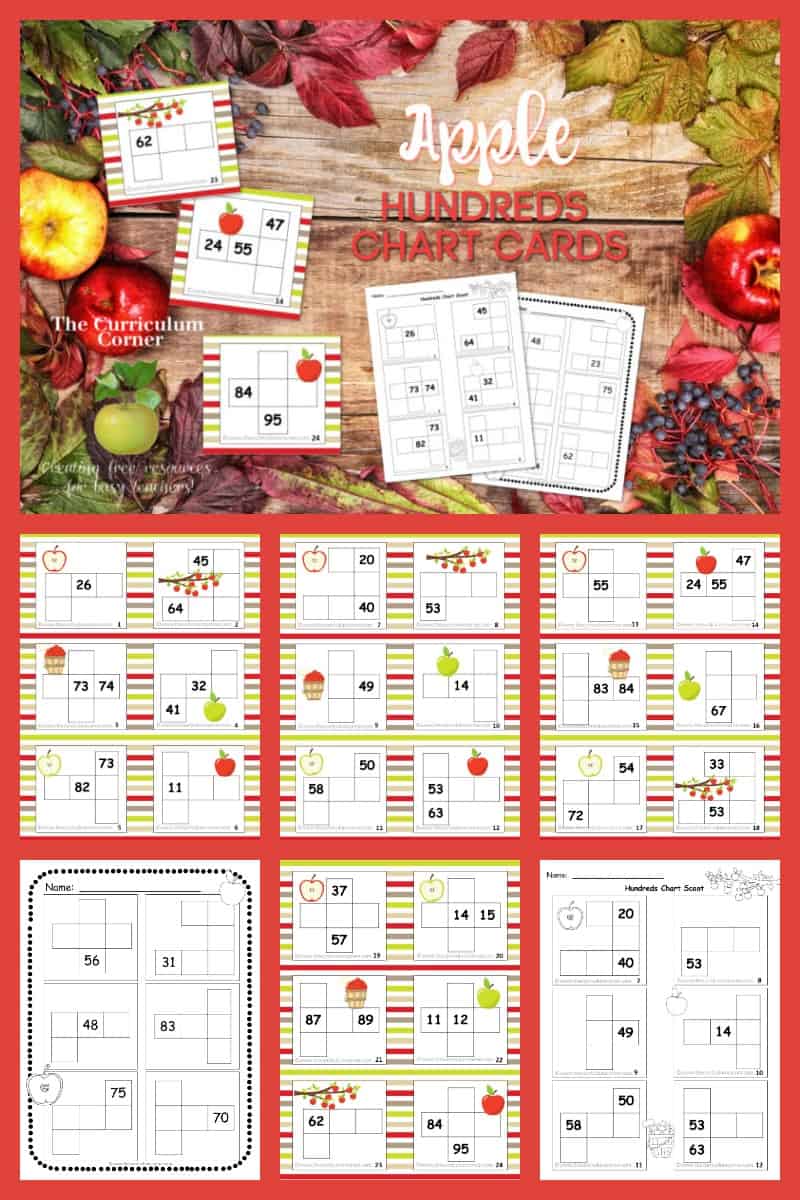 Apple Hundred Chart Puzzles - The Curriculum Corner 123