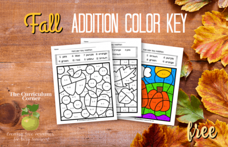 Fall Color Key Addition - The Curriculum Corner 123