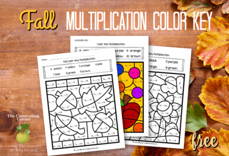 Fall Color Key Multiplication - The Curriculum Corner 123