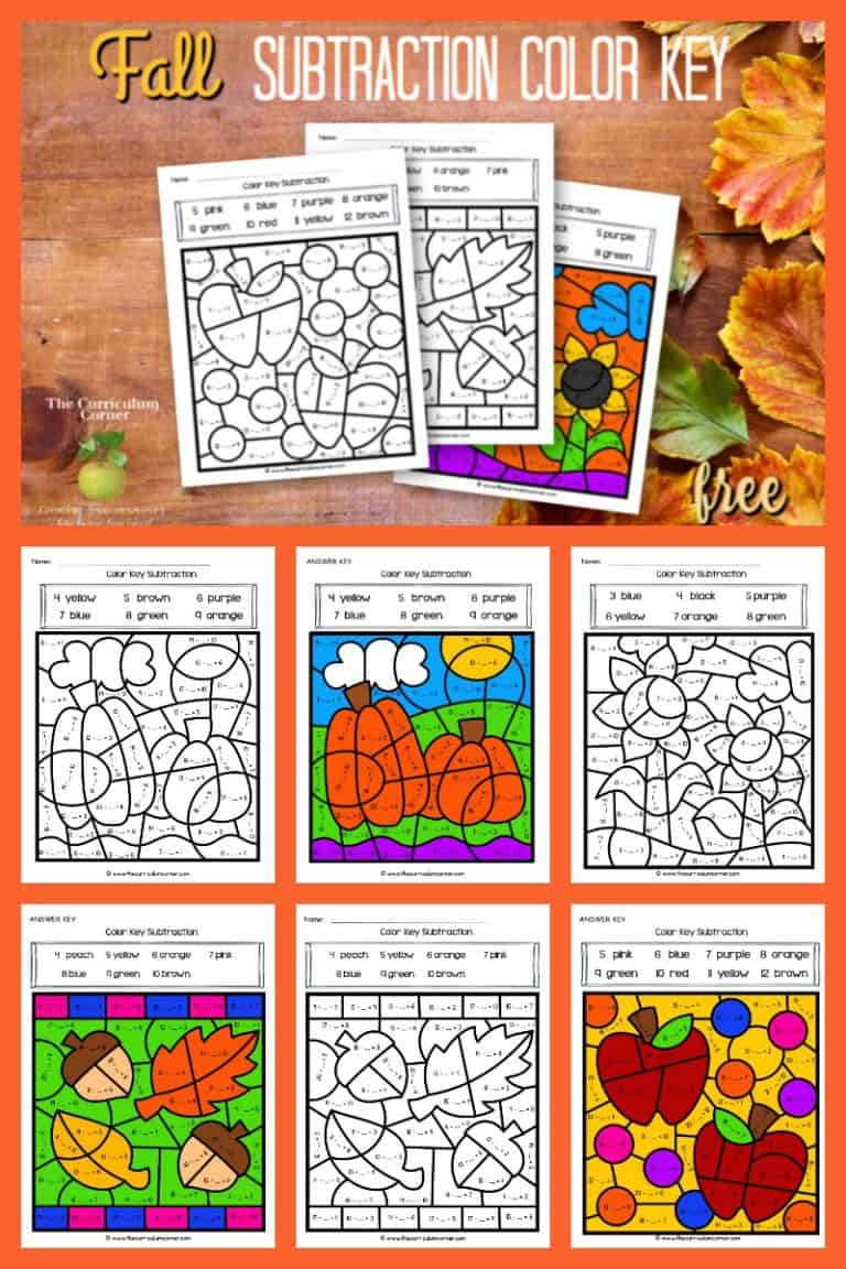 Fall Color Key Subtraction - The Curriculum Corner 123